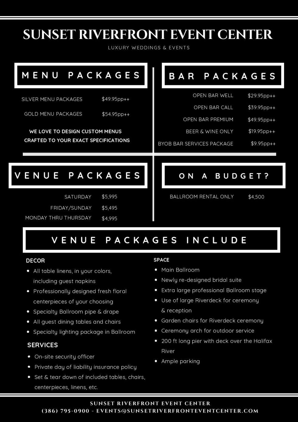 Daytona Beach Event Pricing-Sunset Riverfront Event
